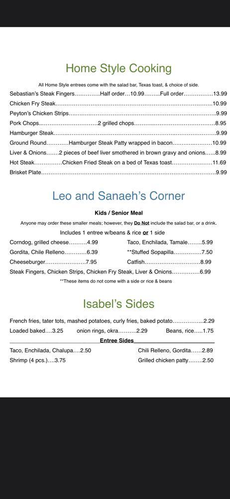 Menu at Jimenez Rancho Grande restaurant, Lovington