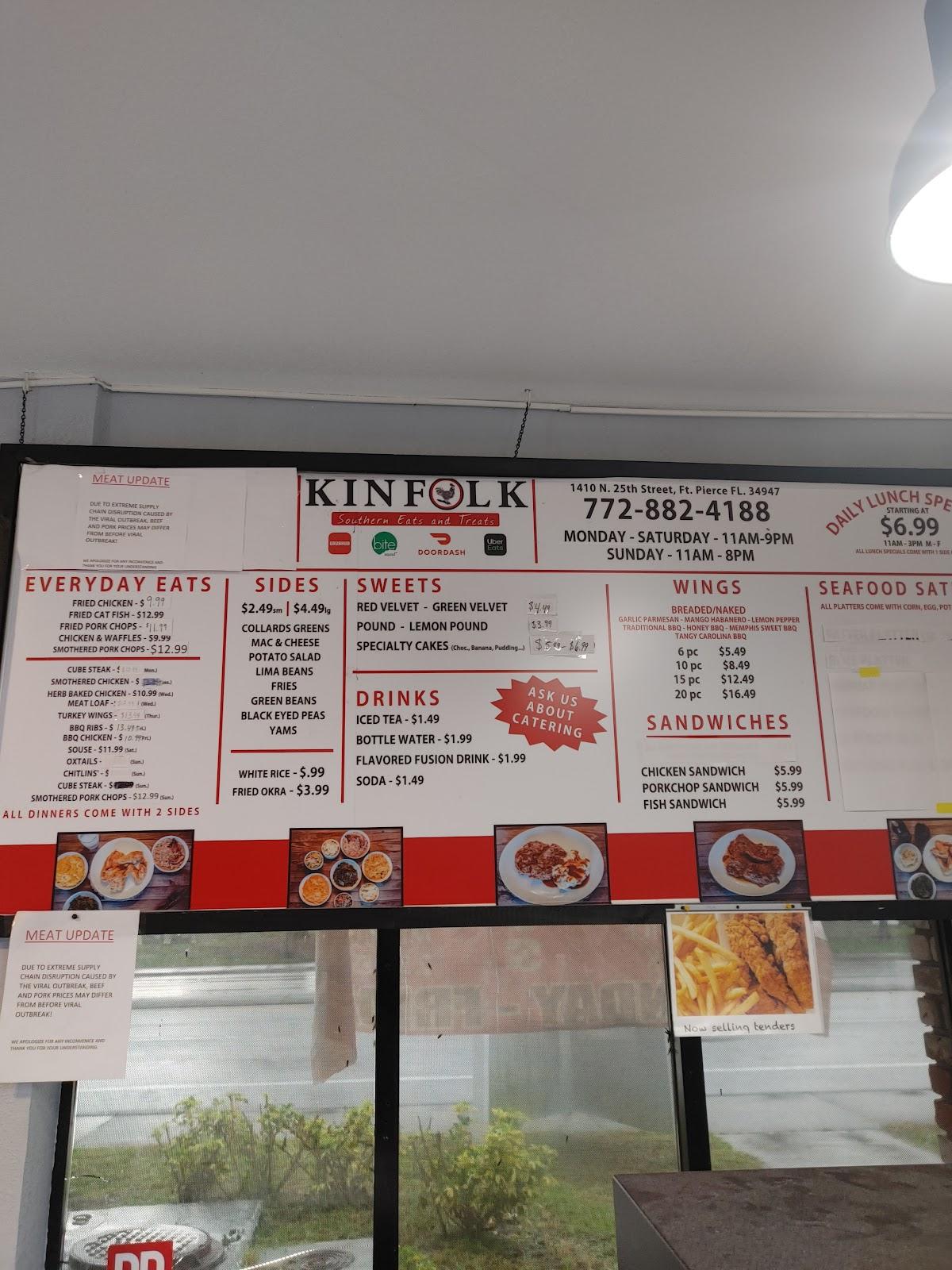 Menu at Kinfolk Southern Eats & Treats, LLC. restaurant, Fort Pierce