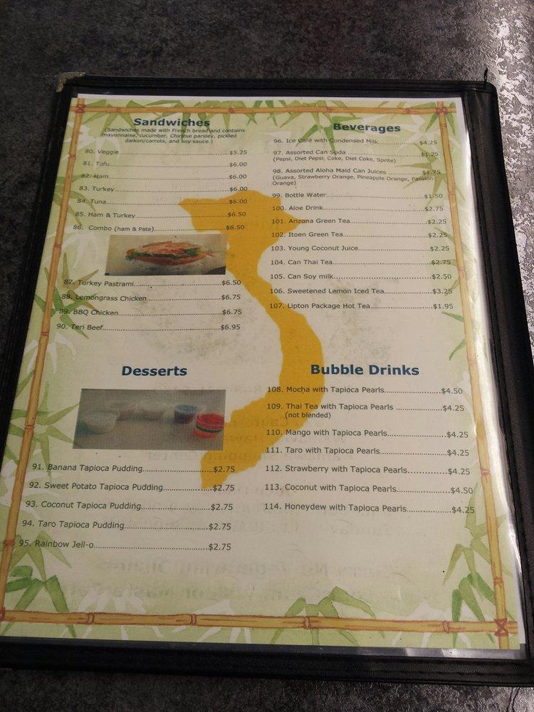 Menu at Phở King Vietnamese Restaurant, Wahiawa