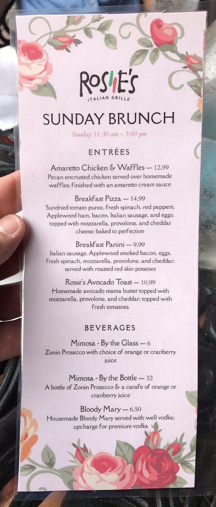 Menu at Rosie's Italian Grille restaurant, Toledo, 606 N McCord Rd