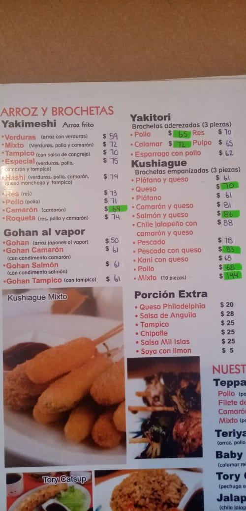 Menu at Sushi hashi neza restaurant, Ciudad Nezahualcóyotl