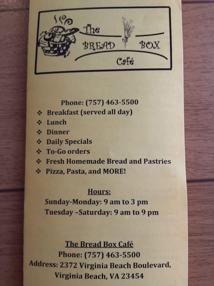 Menu at The Pizza Box pizzeria, Virginia Beach
