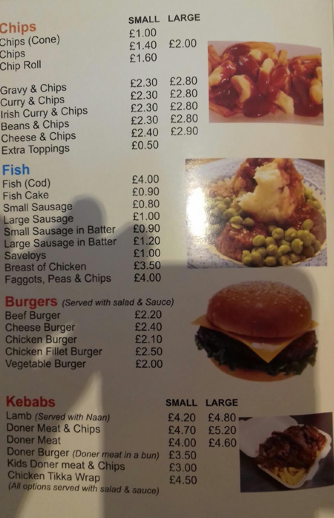 Menu at Twinz Fish Bar, Newport