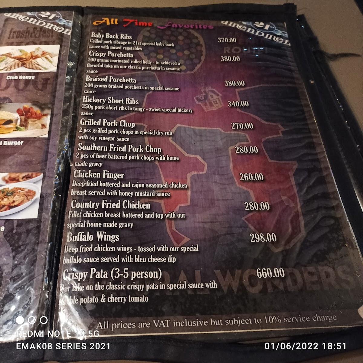 Carta del pub y bar 21st Amendment, Legazpia