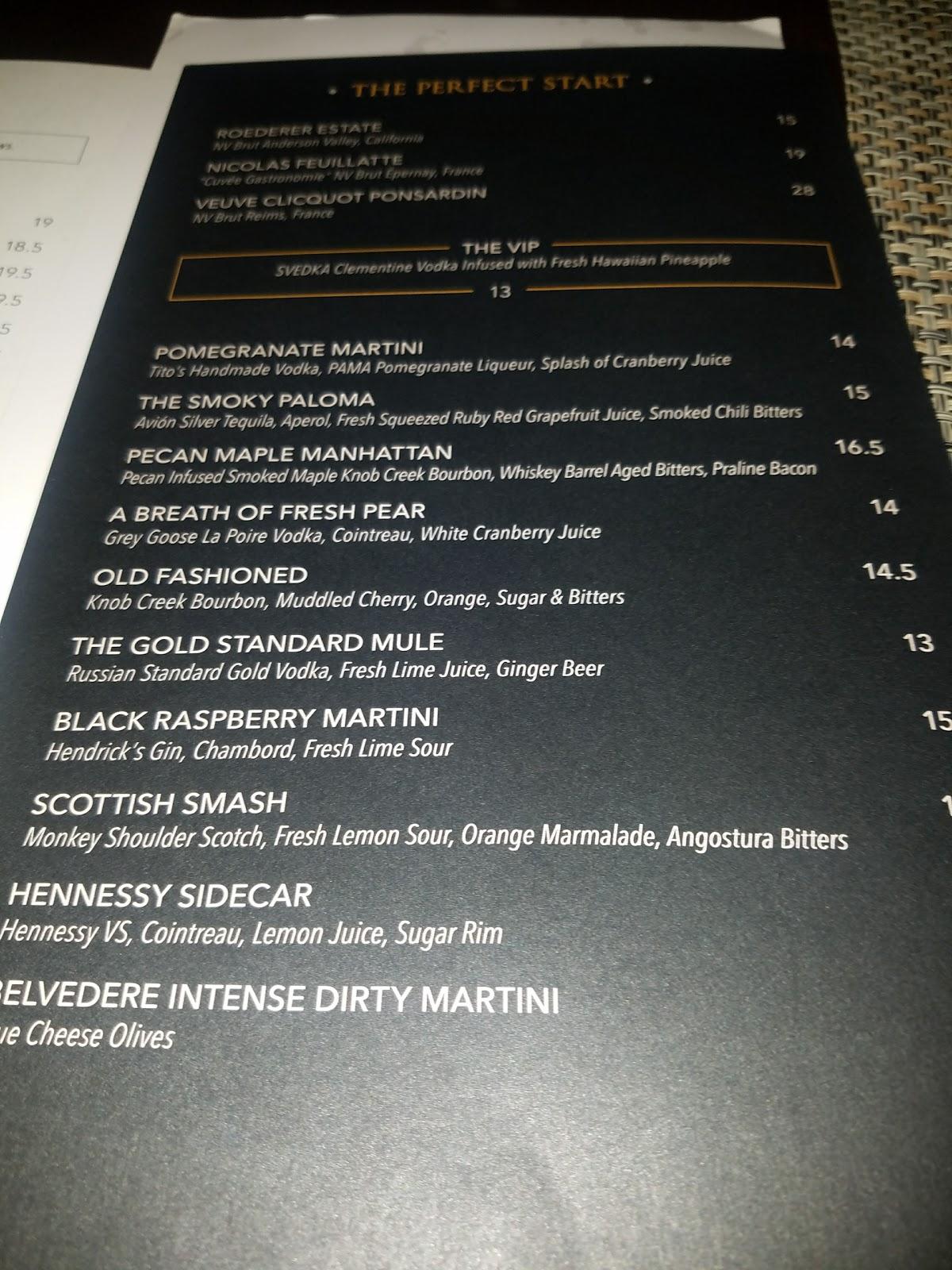 Menu at Del Frisco's Double Eagle Steakhouse, Orlando