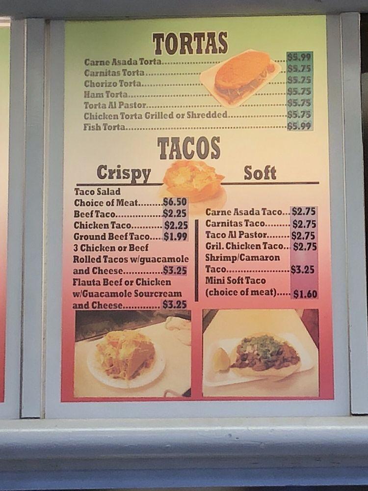 Menu at Jose's Taco Shop restaurant, Merced, G St