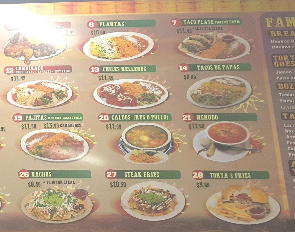 Menu at Mercado del Sol restaurant, Concord