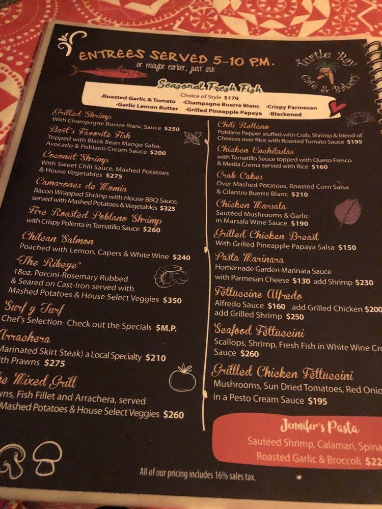 Menu at Turtle Bay Bakery and Cafe, Akumal