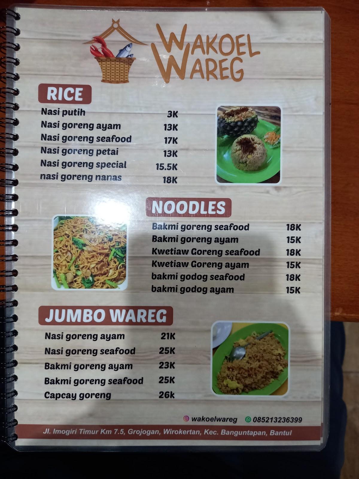 Carta del restaurante WW Wakoel Wareg, Bantul