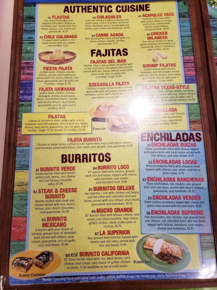 Menu at El Burrito Loco restaurant, Oxford, 102 S Locust St