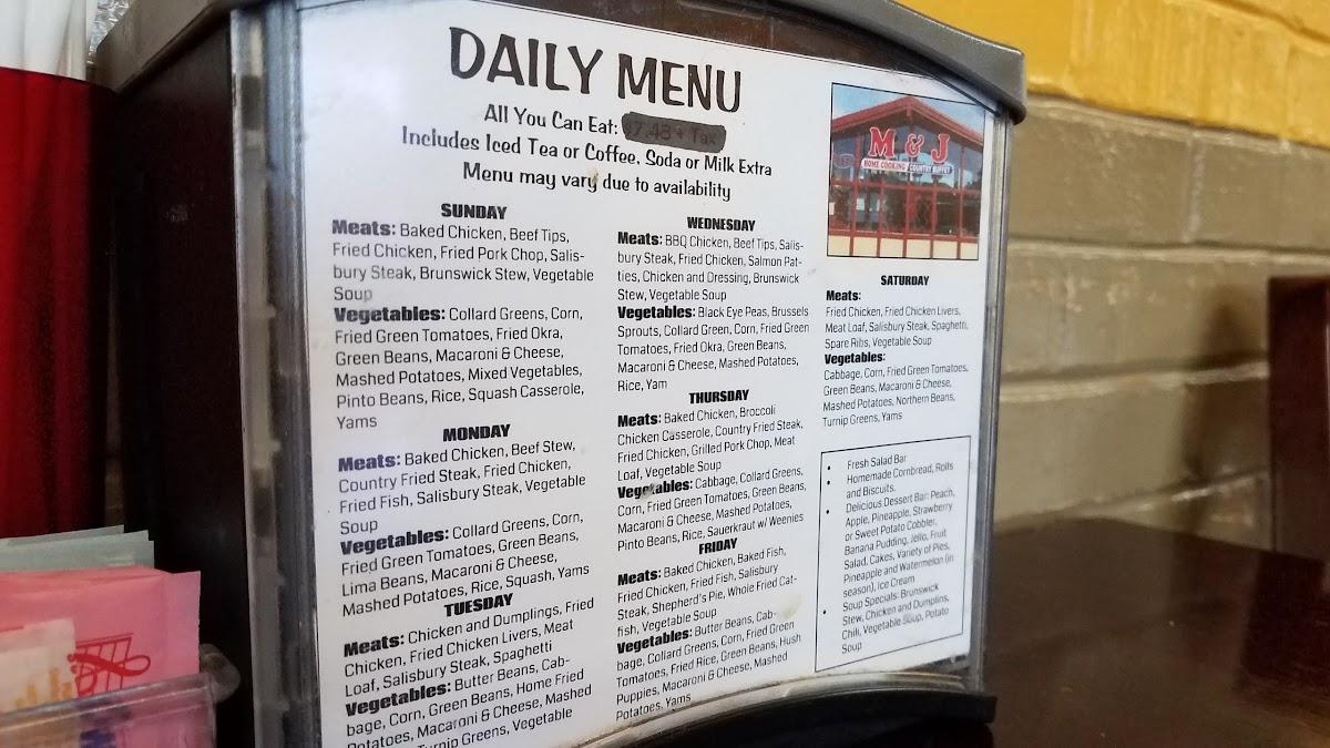 Menu at M & J Home Cooking Carrollton restaurant, Carrollton