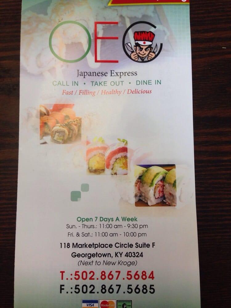 Carta del restaurante OEC Japanese Express, Georgetown