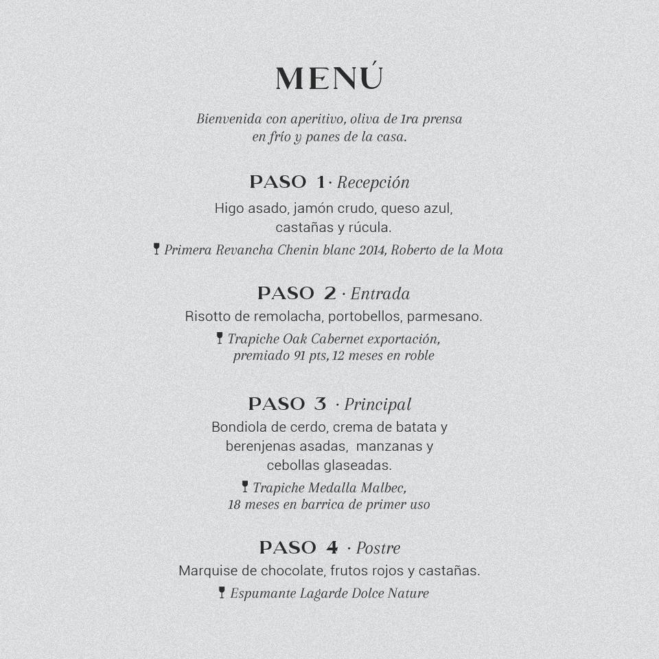Menu at Once restaurant, San Martín