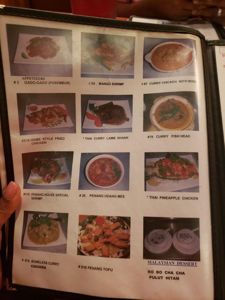Menu at Penang Malaysian Cuisine restaurant, Kennesaw