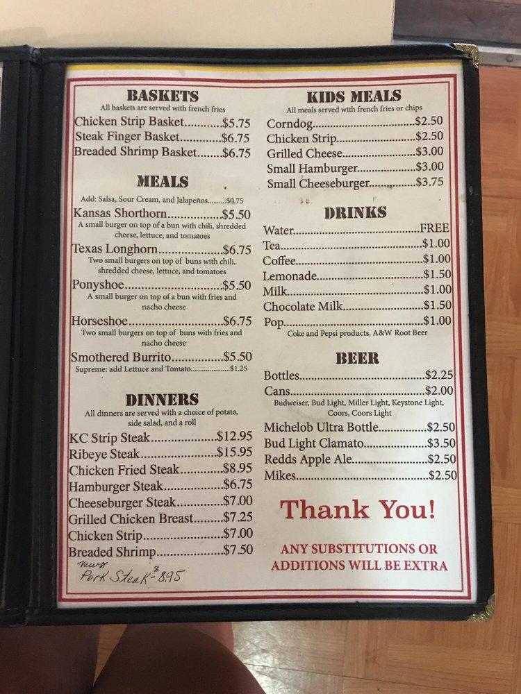 Menu at The Sundowner Bar, Speed