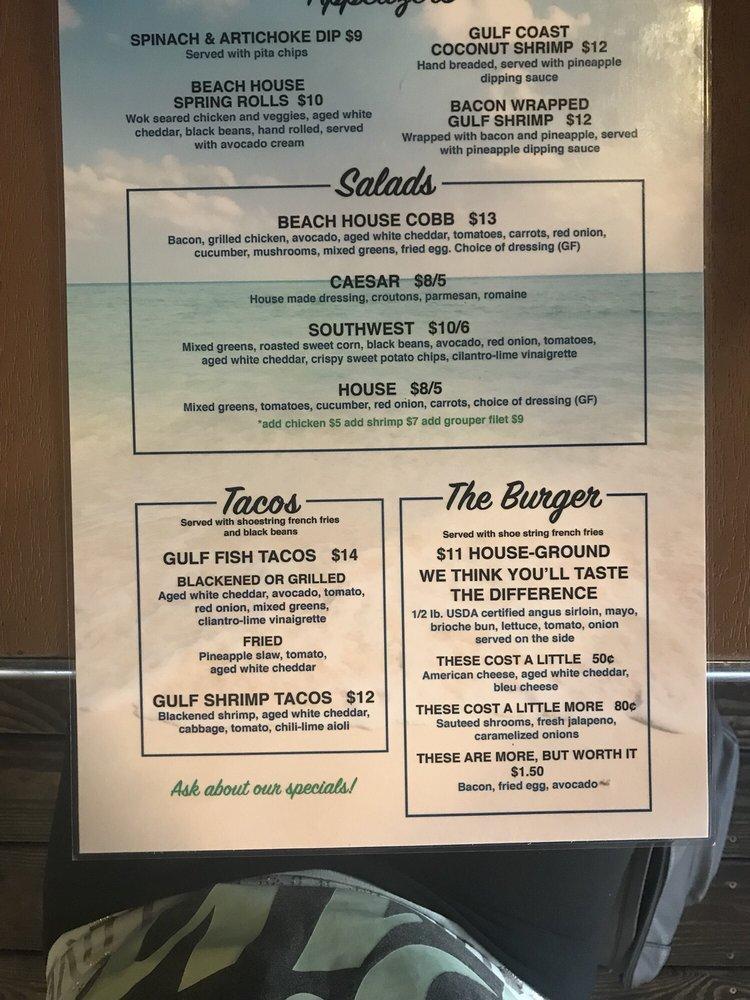Menu at The Beach House Kitchen and Cocktails pub & bar, Gulf Shores