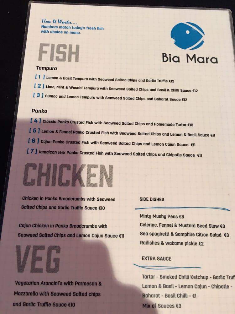 Menu at Bia Mara, Brussels, Rue du Marché aux Poulets 41