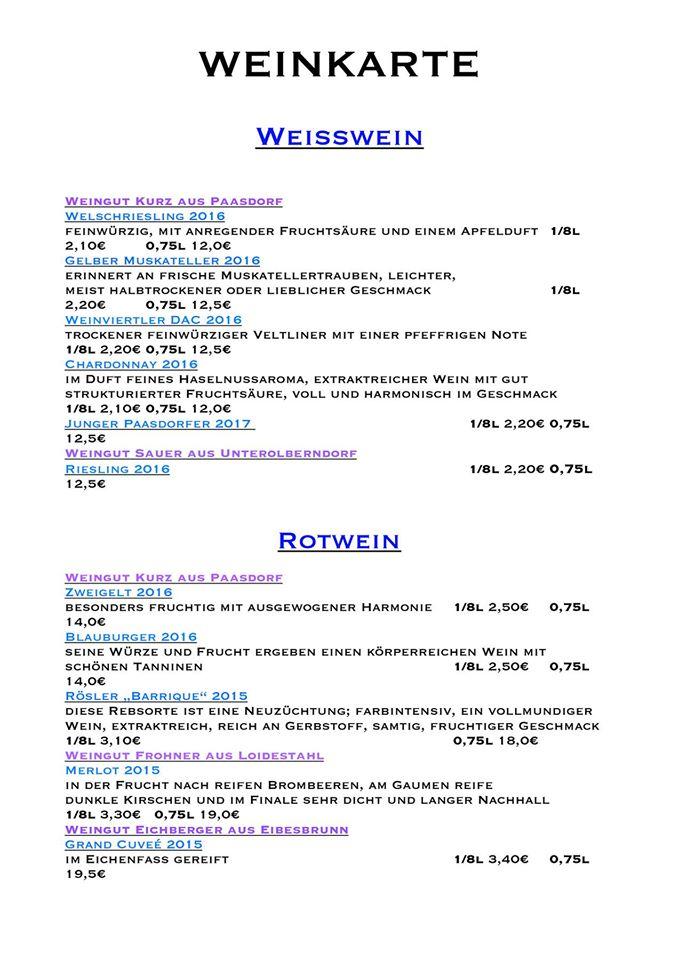 Menu at Gasthof Magister pub & bar, Unterolberndorf