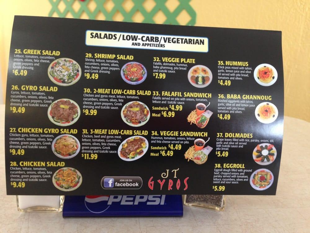 Menu at JT Gyros restaurant, Phoenix