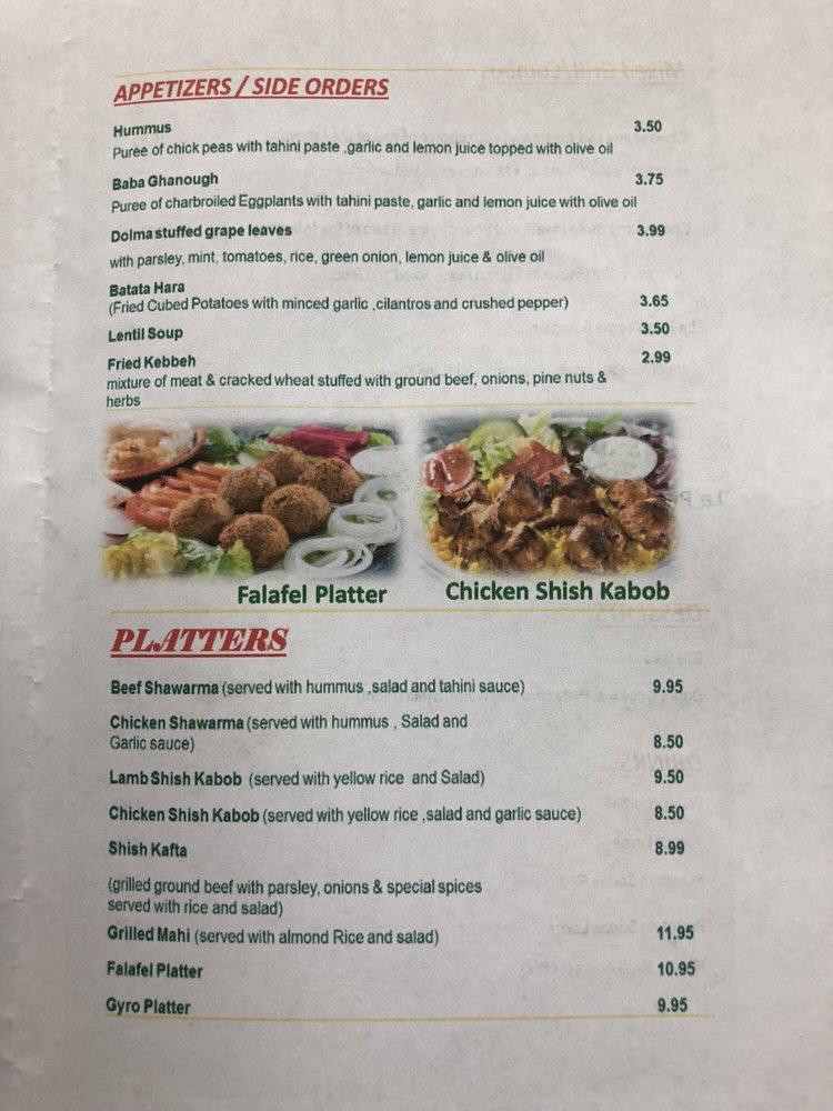 Menu at La Pita Lebanese Taverna restaurant, Tampa, N Florida Ave