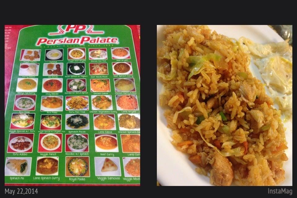 Menu at Persian Palate restaurant, Cebu City