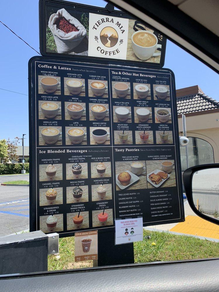 Menu at Tierra Mia Coffee Drive Thru cafe, Long Beach, 425 Pacific ...