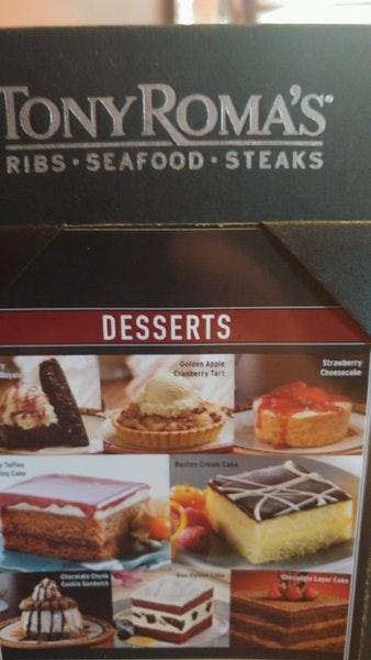 Menu at Tony Roma's BBQ, Lethbridge, Mayor Magrath Dr S