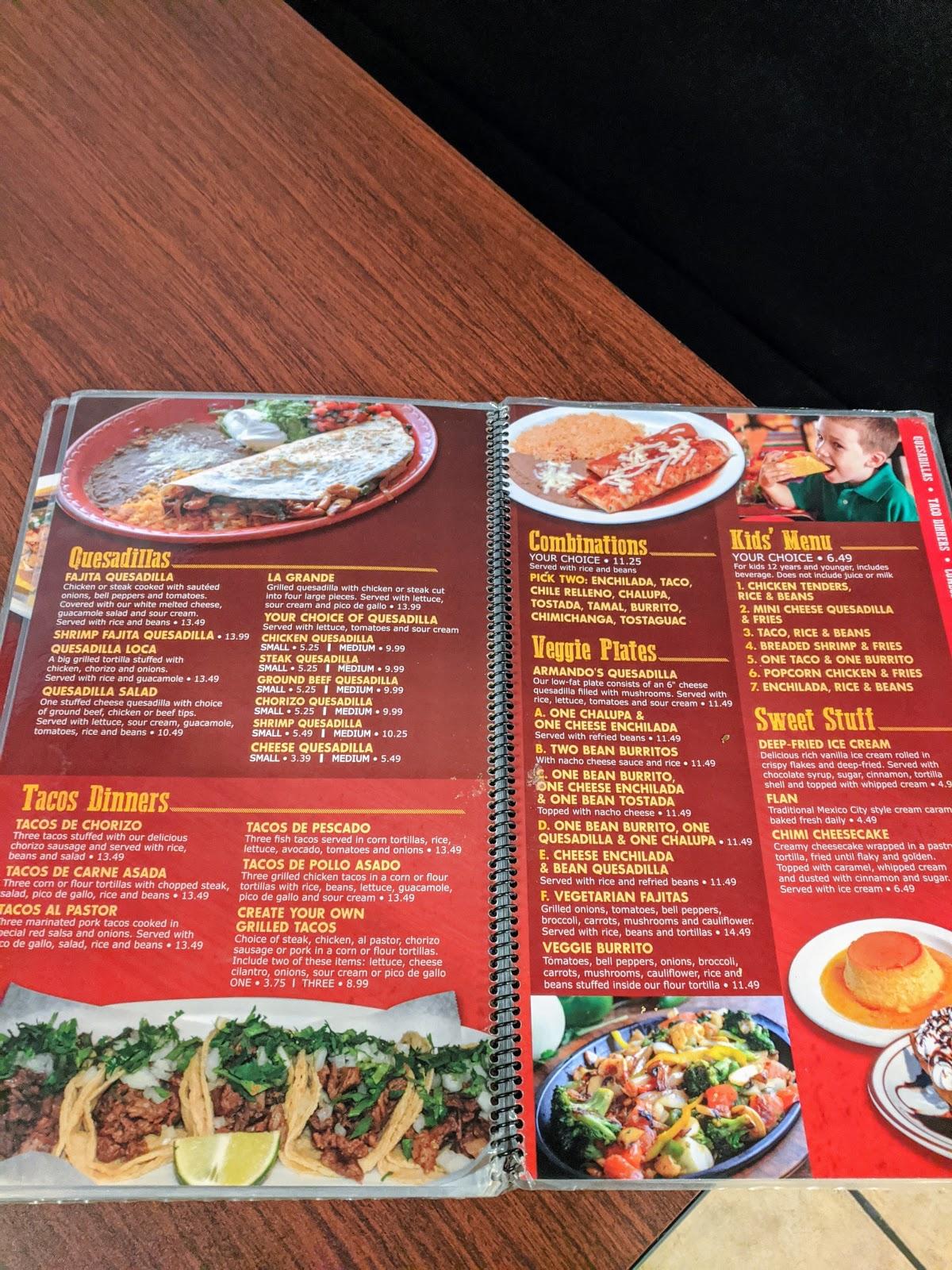 Carta del restaurante El Burrito Feliz, Saugatuck