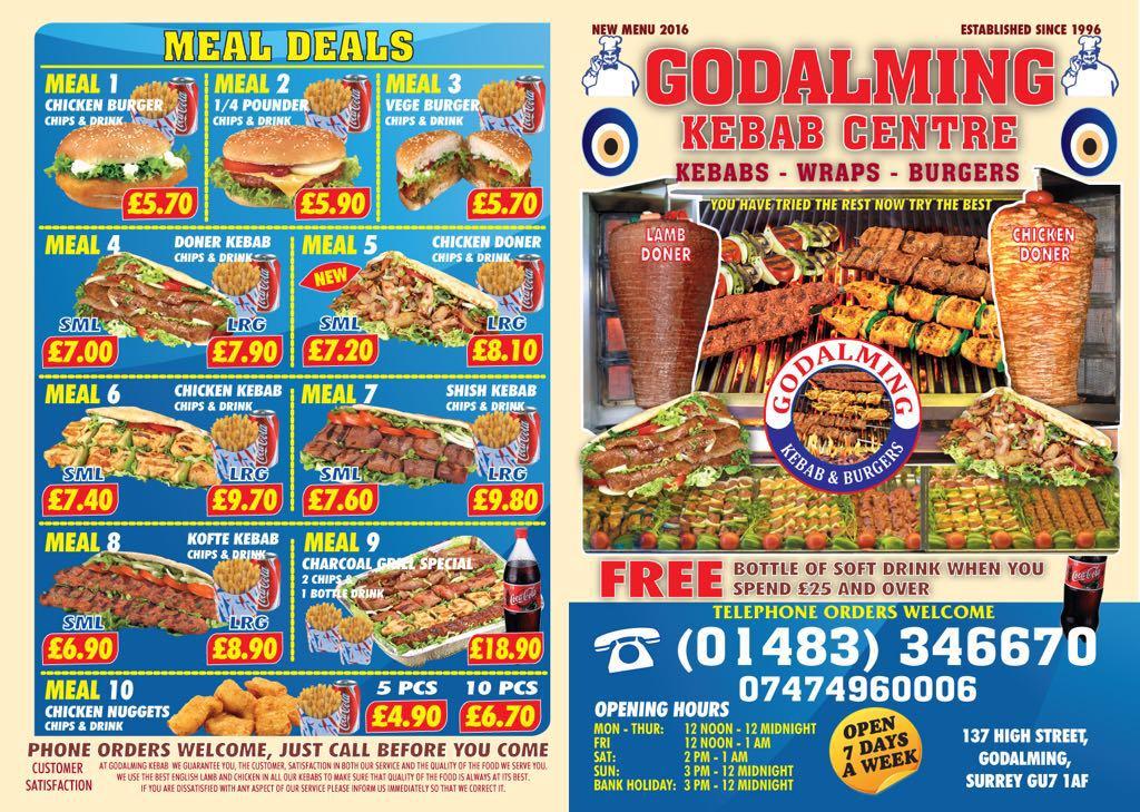 Menu at Godalming Kebab Centre fast food, Godalming