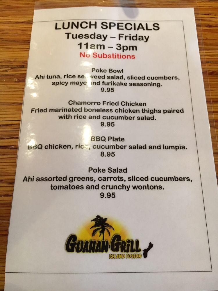 Menu at Guahan Grill BBQ, Oceanside, Oceanside Blvd #104