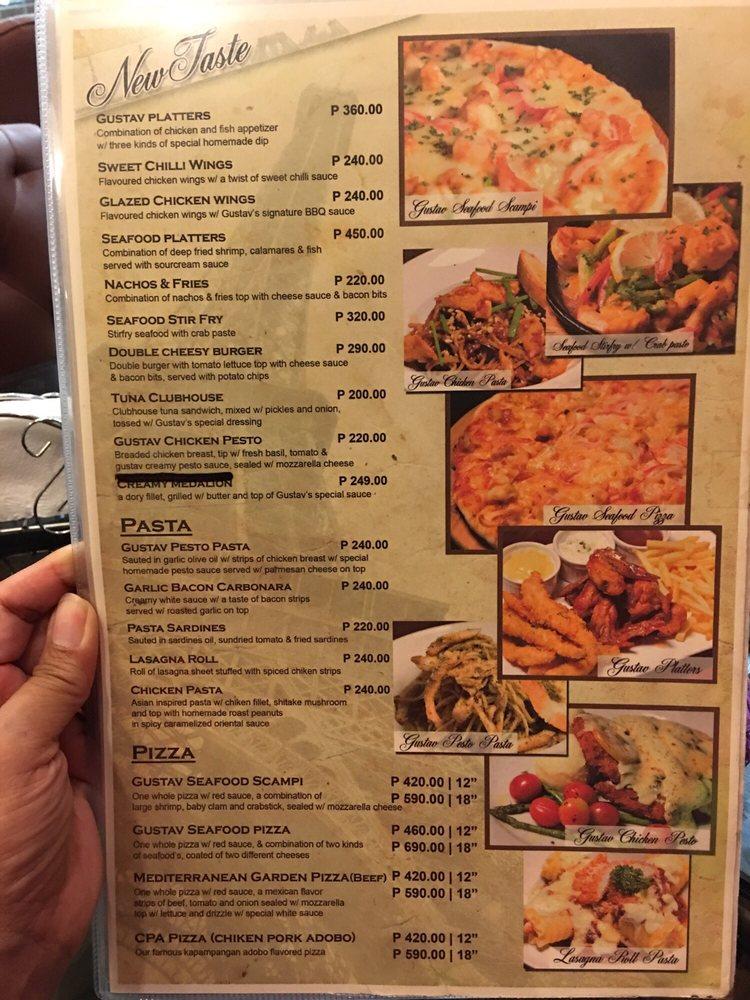 Menu at Gustav Cafe, Angeles, Manuel A. Roxas Highwa