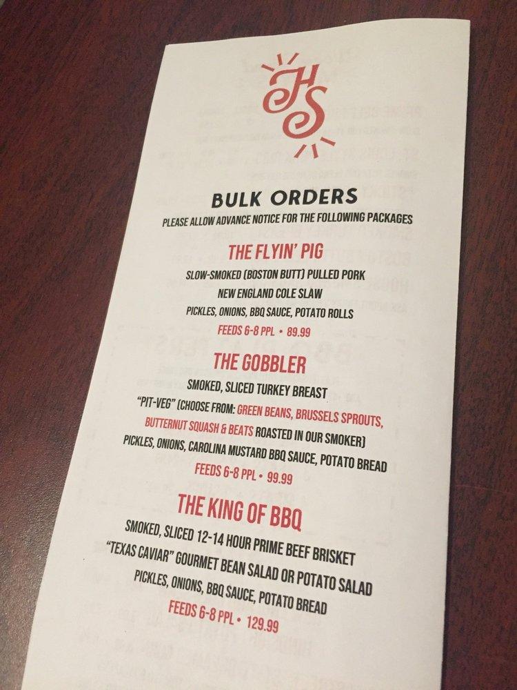 Menu at Hindsight BBQ, Waterbury