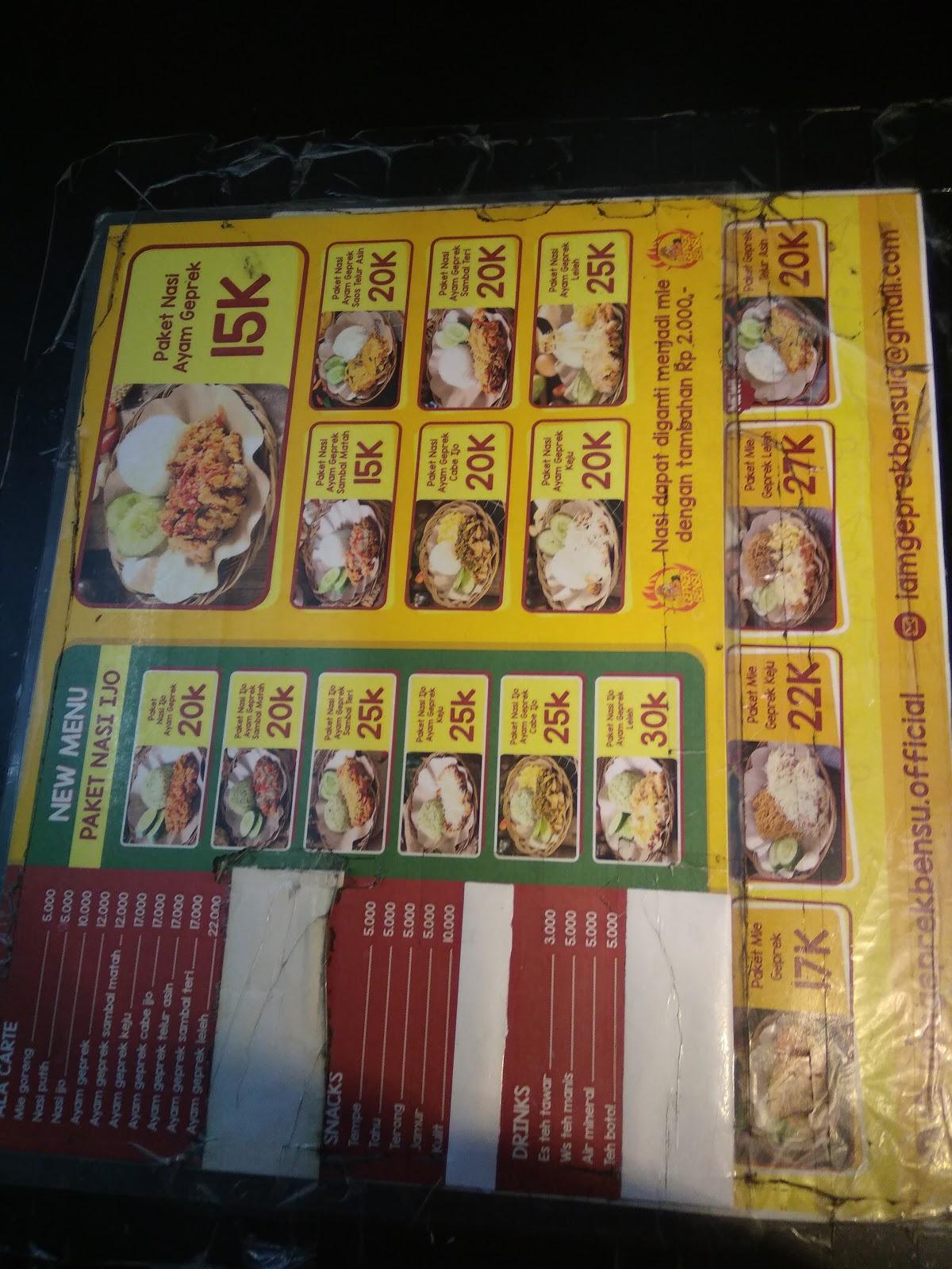Carta del restaurante I'am Geprek Bensu Kapas Krampung, Surabaya, Jl ...