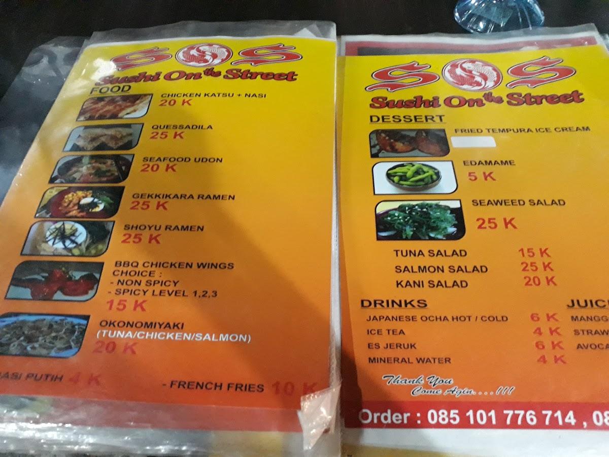Menu at Sushi On The Street restaurant, Denpasar, Jl. Cargo Permai No.197x