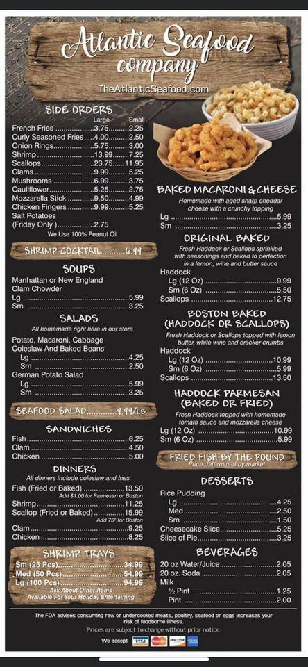 Menu at Atlantic Seafood Co restaurant, Baldwinsville