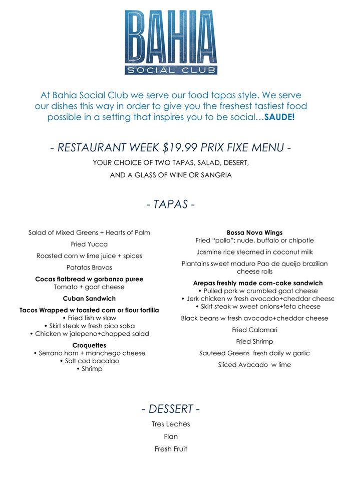 Menu at Bahia restaurant, Long Beach