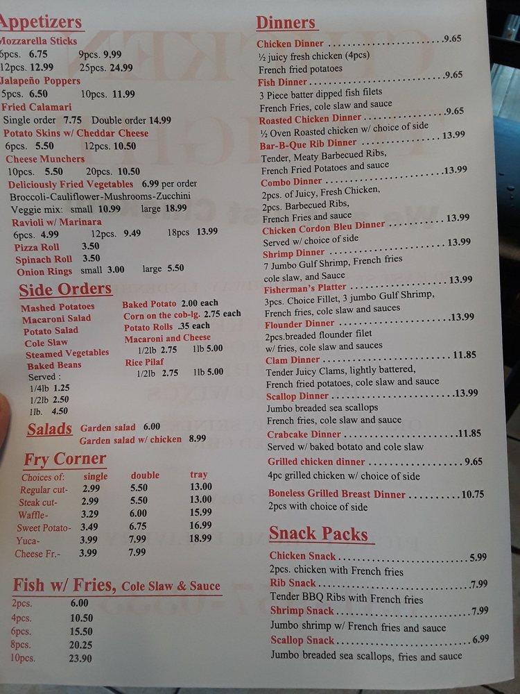 Menu at Chicken Tonight/Nathans Famous restaurant, Lindenhurst