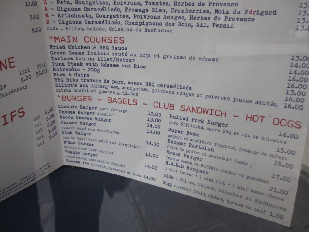 Menu at H.A.N.D Have A Nice Day restaurant, Paris, 39 Rue de Richelieu