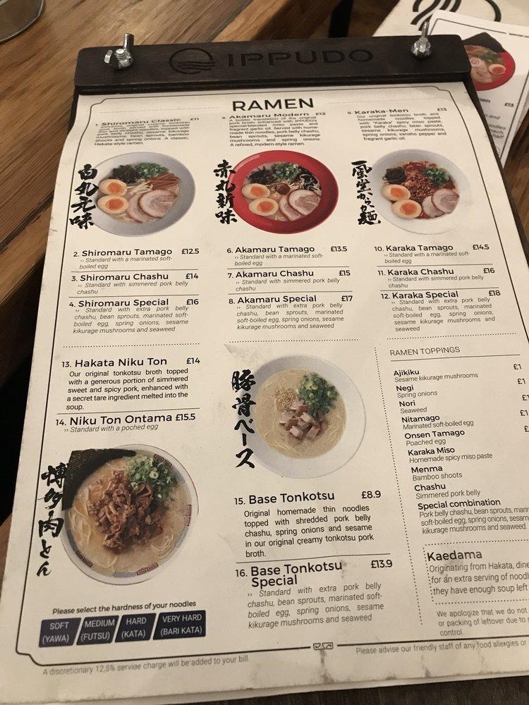 Menu at Ippudo Villiers Street restaurant, London, 31A Villiers St