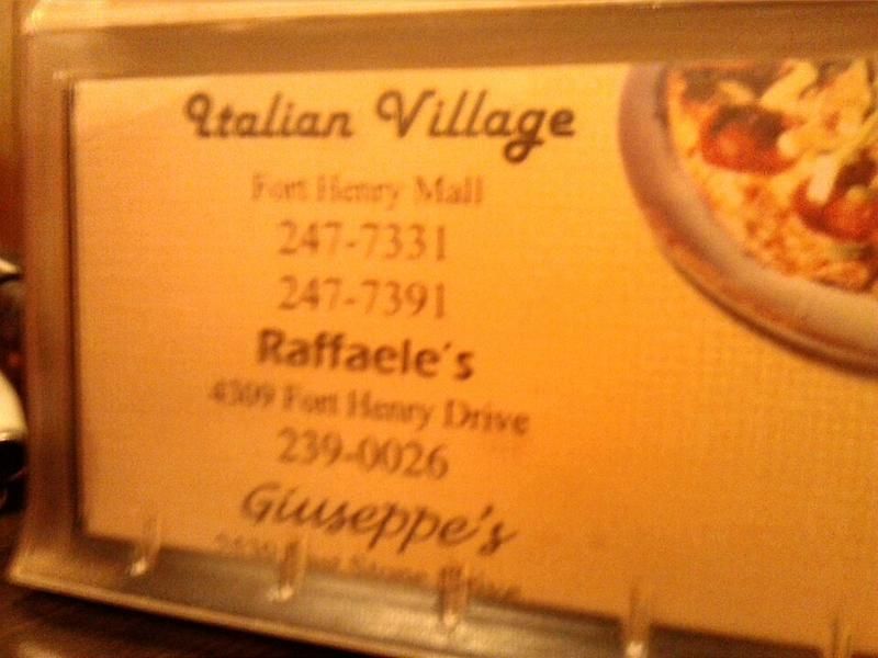 Menu at Italian Village pizzeria, Kingsport, Fort Henry Dr Ste 48