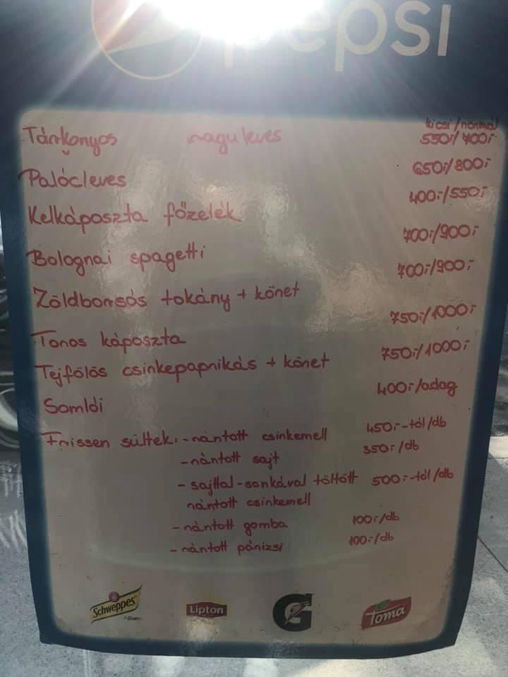 Menu at Maja Konyhája restaurant, Budapest