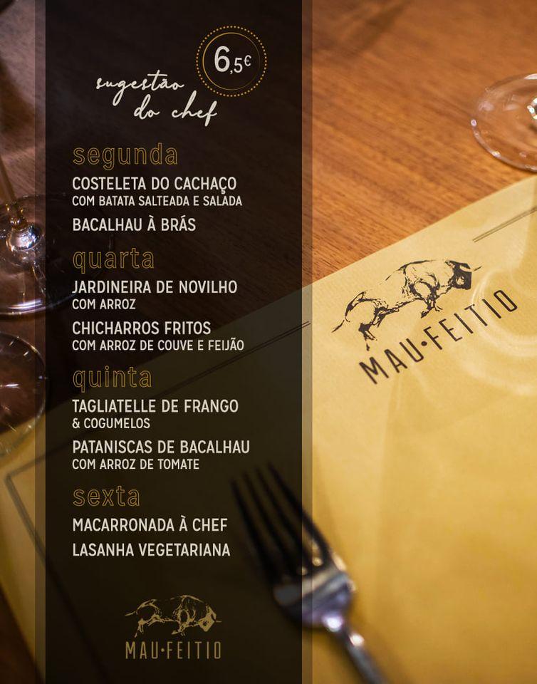 Menu at Mau Feitio restaurant, Funchal