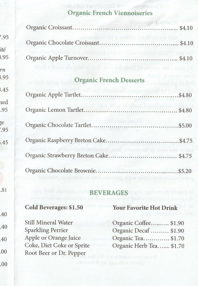 Menu at Saint Francis Hermitage desserts, Gays Mills