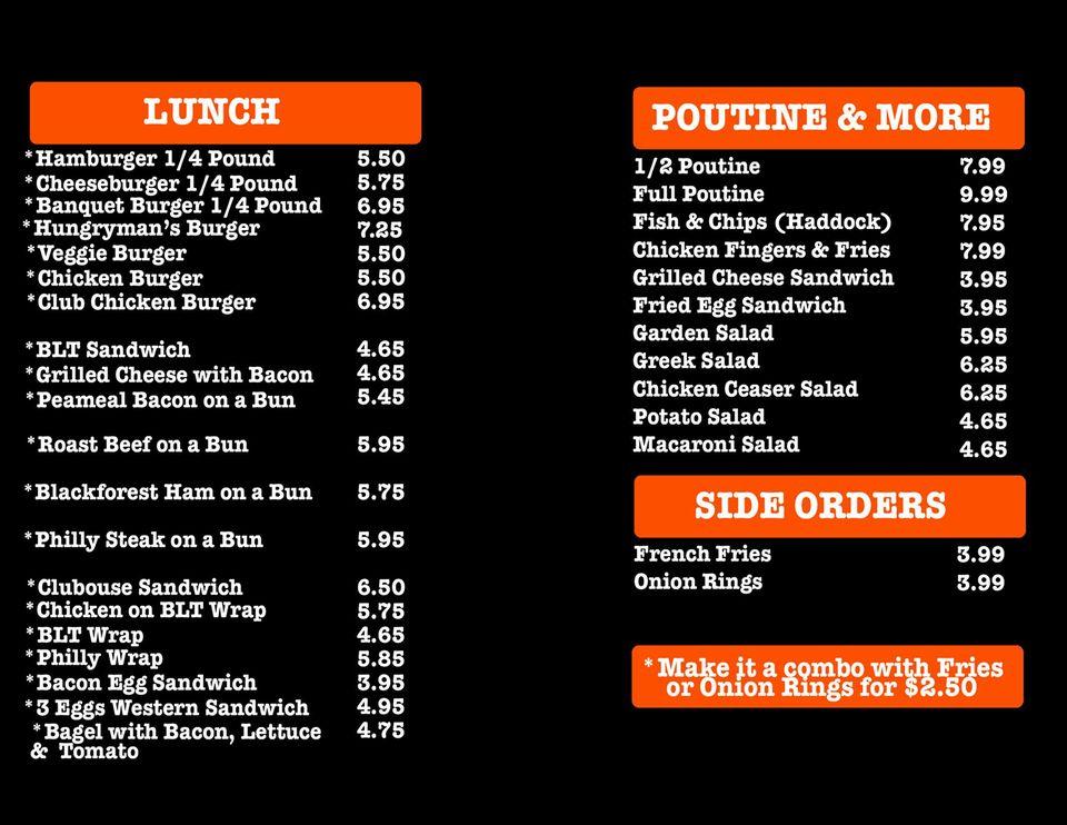 Menu at The Donut Stop restaurant, Hamilton