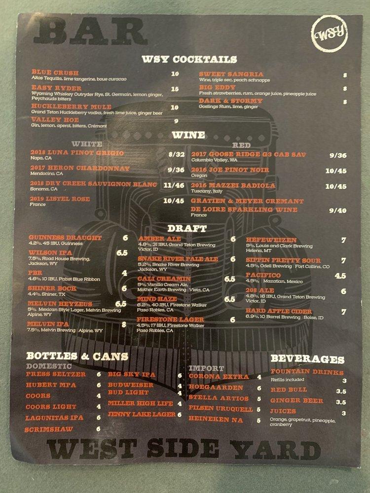 Menu at West Side Yard pub & bar, Victor