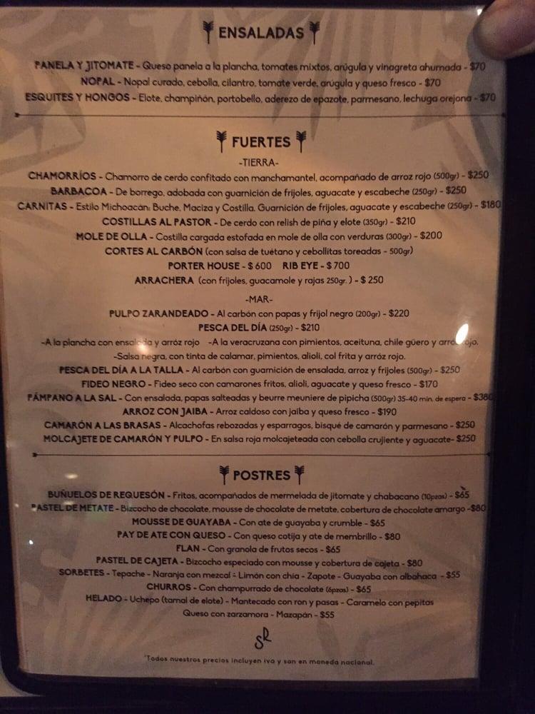 Menu at Cantina Salón Ríos pub & bar, Ciudad López Mateos
