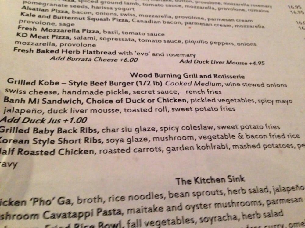 Menu at Kitchen Door pub & bar, Napa