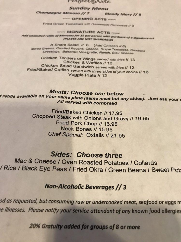 Menu at Perfect Note BBQ, Hoover