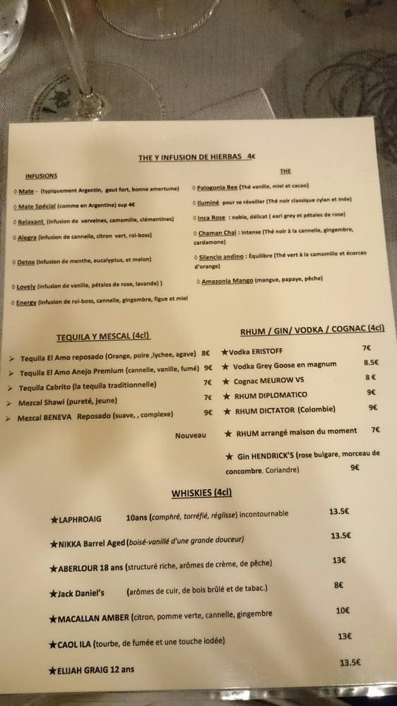 Menu at Buenos Aires BBQ, Lyon