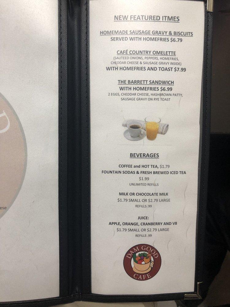 Menu at Dam Good Cafe, Dublin, 161 N Main St